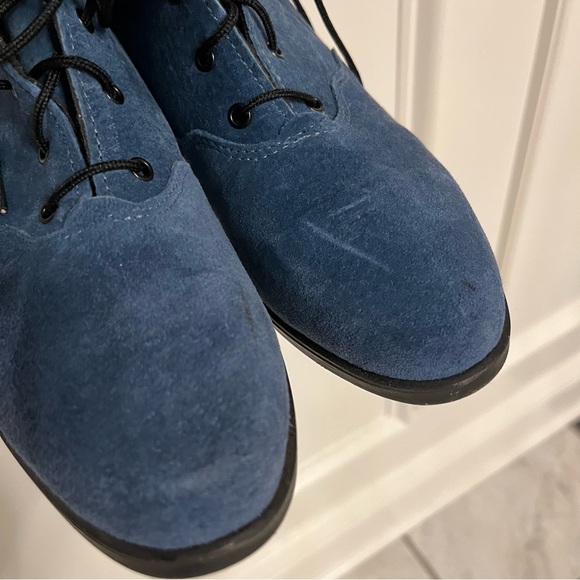 Regence | Shoes | Regence Vintage Blue Suede Block Heel Ankle Abhors Sz ...